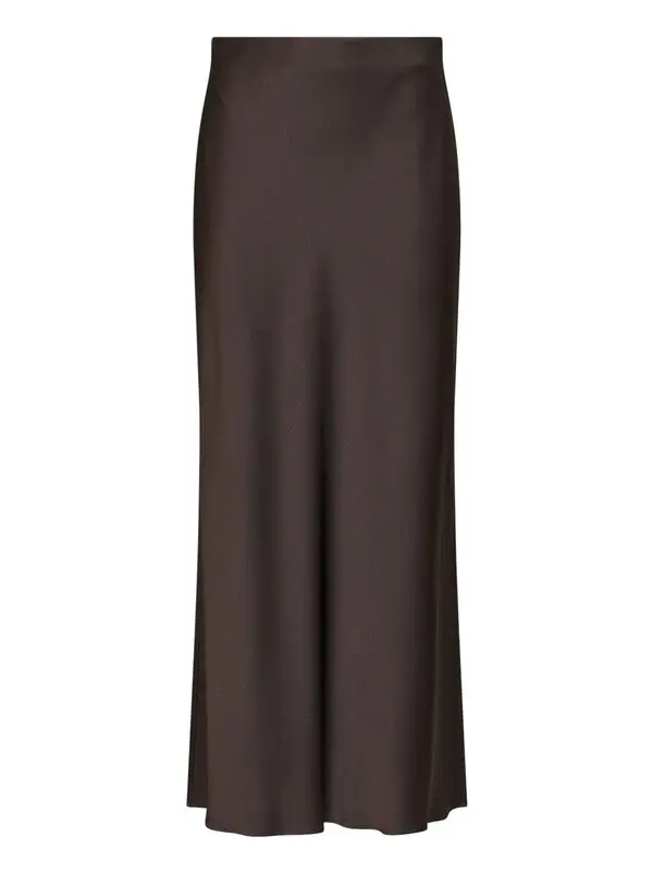Brunello Cucinelli Cocoa Cady Satin Fluid Bias-cut Long Skirt - Multicolor