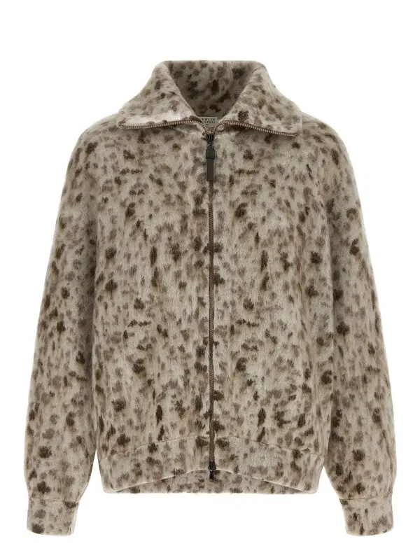 Brunello Cucinelli Mohair Blend Animal Print Cardigan - Multicolor