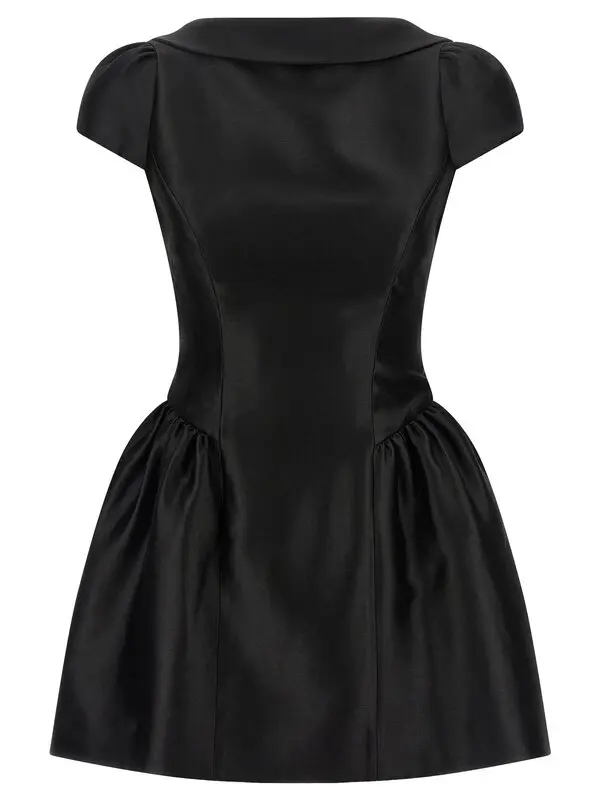 SELF-PORTRAIT Taffeta Collared Mini Dress - Black
