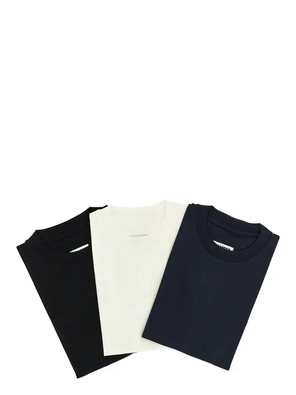 JIL SANDER 3-pack Cotton Crewneck T-shirts With Embroidered Logo - Multicolor