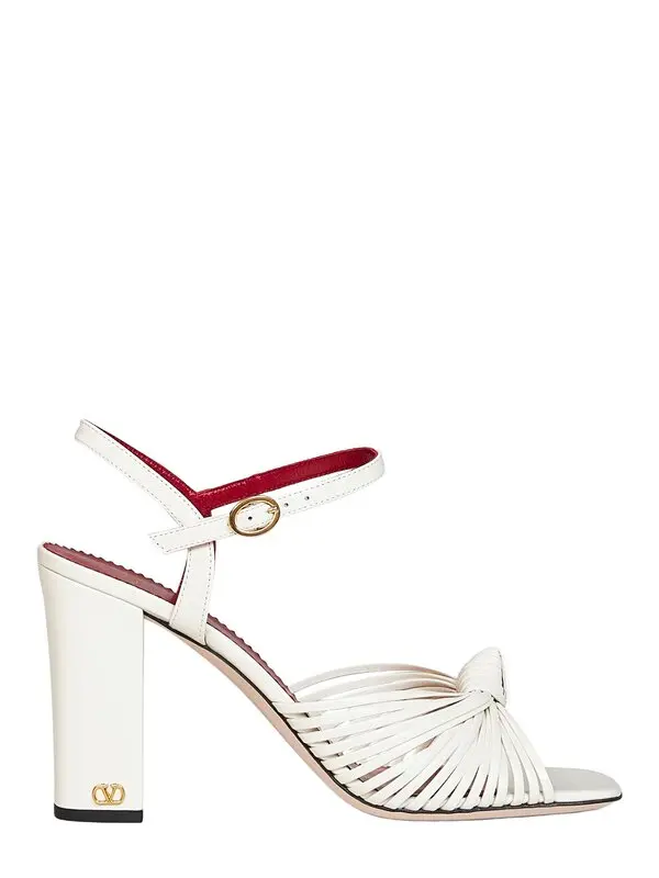 Valentino Garavani Ivory Kidskin Leather Annet 90mm Sandals - Multicolor