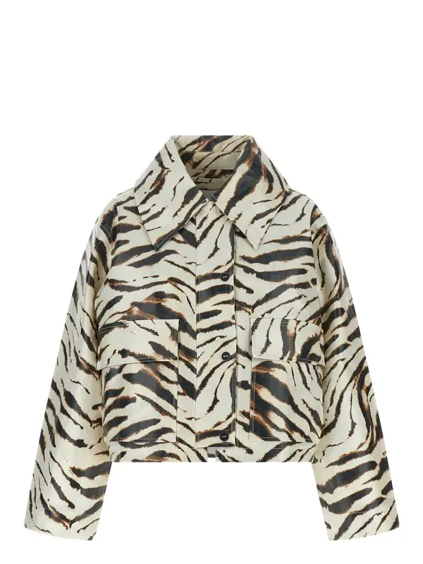 GANNI Zebra Print Laminated Fabric Jacket - Multicolor