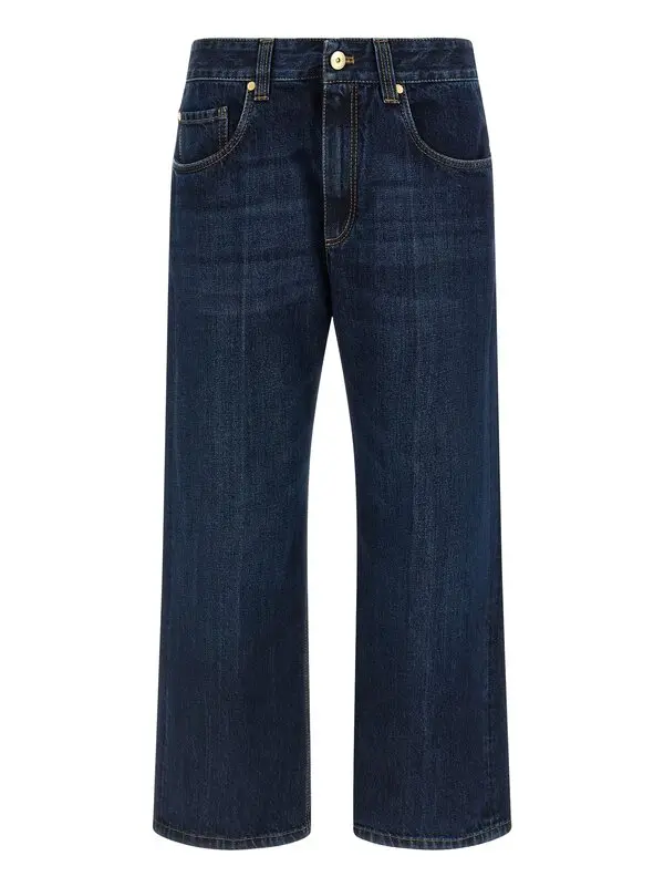 Brunello Cucinelli Cropped Wide-leg Jeans - Blue