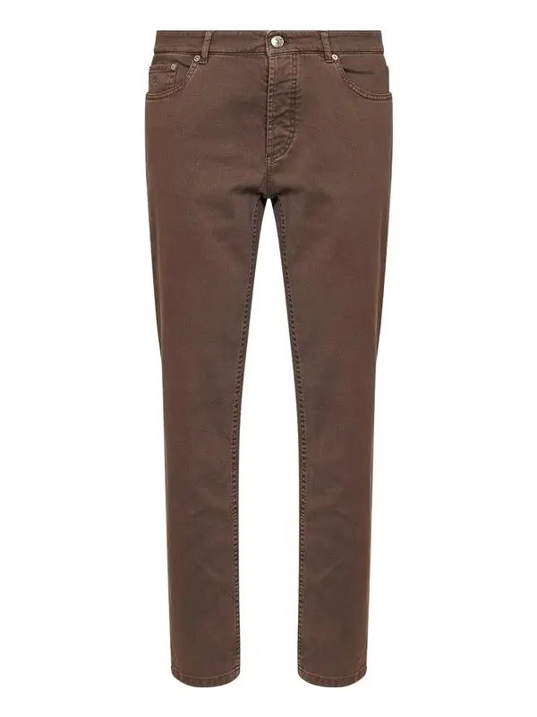 Brunello Cucinelli Hazelnut Lightweight Garment-dyed Comfort Denim Traditional Fit Jeans - Multicolor