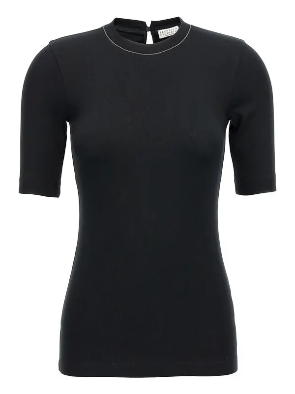 Brunello Cucinelli Monile Ribbed T-shirt - Black