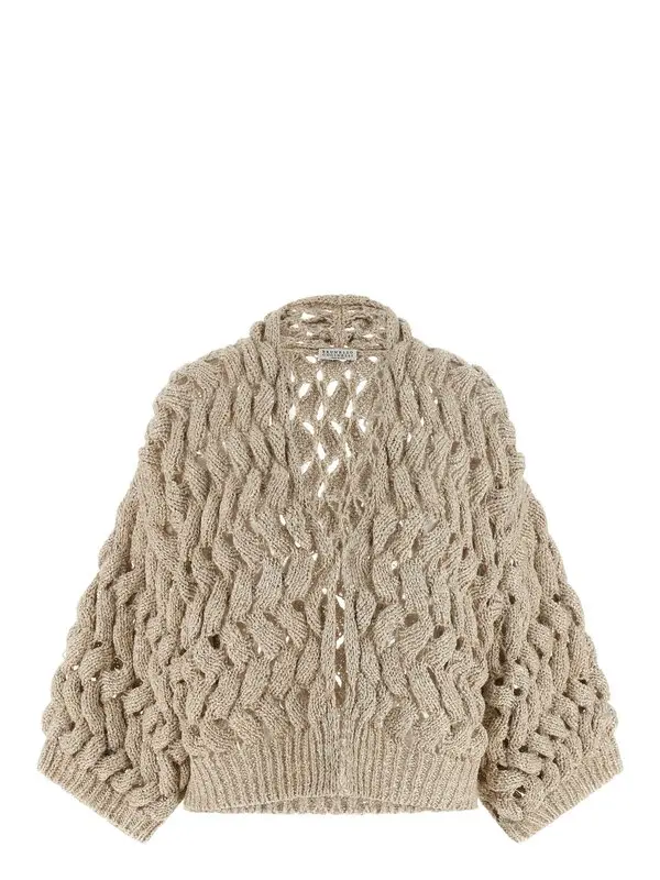 Brunello Cucinelli Dazzling Cable" Cardigan - Cream