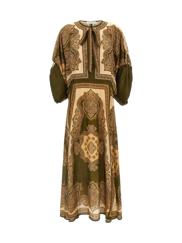 Zimmermann Mahon Paisley-print Silk Habotai Midi Dress - Green