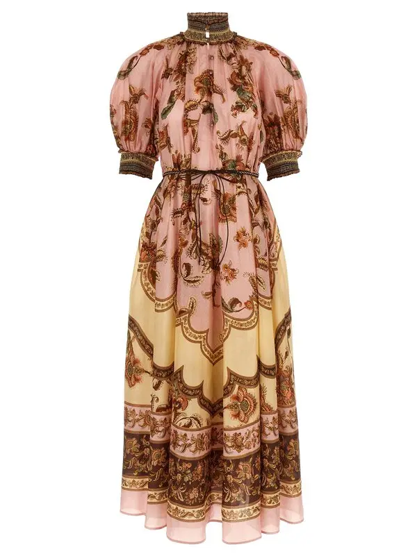 Zimmermann Aster Jacobean Patterned Silk High Neck Dress - Multicolor