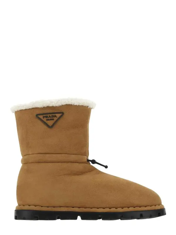 Prada Shearling Ankle Boots - Brown