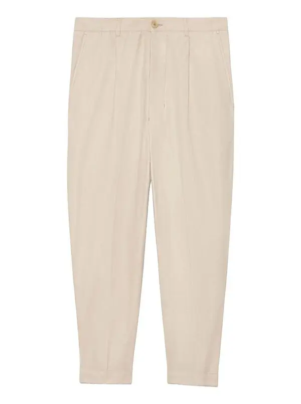 Ami Cropped Trousers With Turn-up Cuffs - Nude