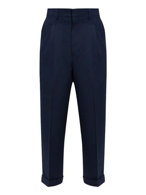 Ami Folded Detail Wide-leg Trousers - Black