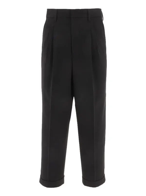 Ami Tapered Turn-up Trousers - Black