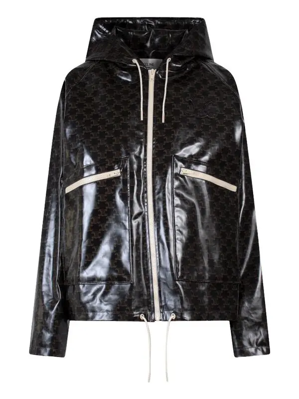 Celine Classic Logo-printed Hooded Jacket - Brown