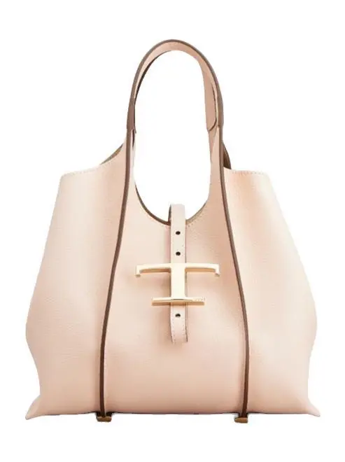 TOD'S Timeless Logo Plaque Tote Bag - Nude