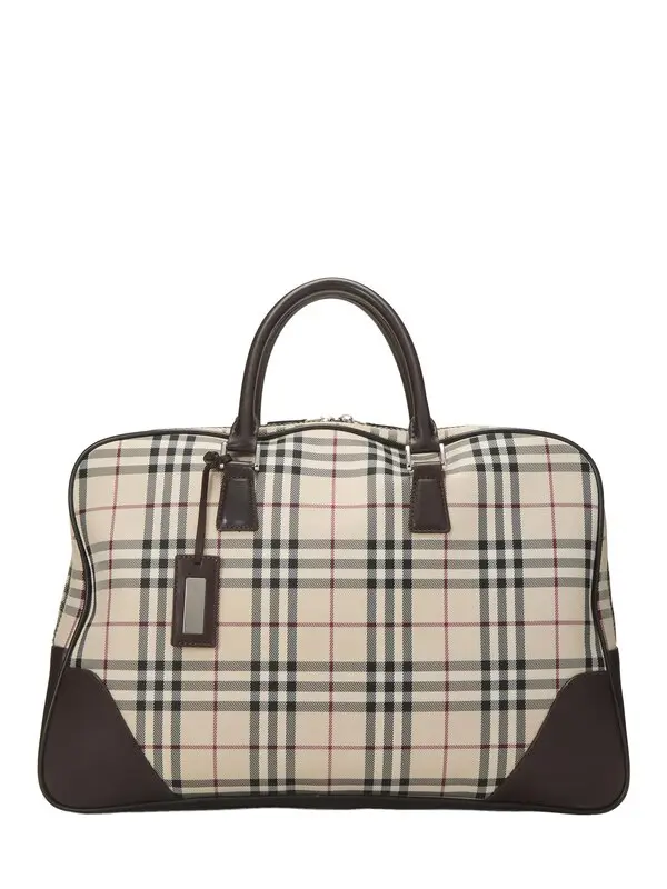 Burberry Check Briefcase - Brown