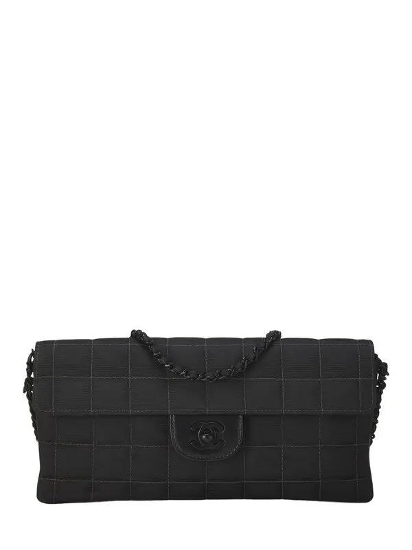 Chanel Embroidered Canvas Chocolate Bar East-west Medium Shoulder Bag - Black
