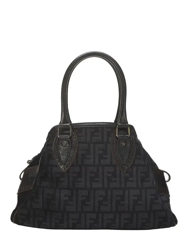 Fendi Zucca Velour Bag Du Jour - Black