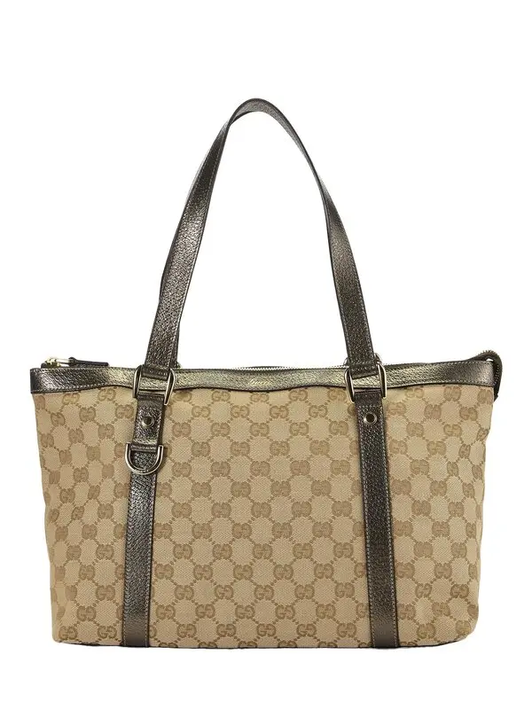 Gucci Original Gg Canvas Abbey Zip Tote - Gold