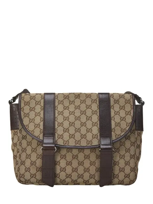 Gucci Gg Supreme Monogram Flap Messenger Bag - Brown
