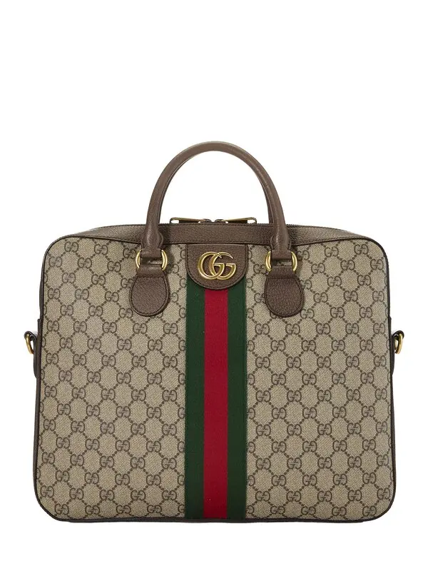 Gucci Original Gg Supreme Ophidia Convertible Briefcase - Brown
