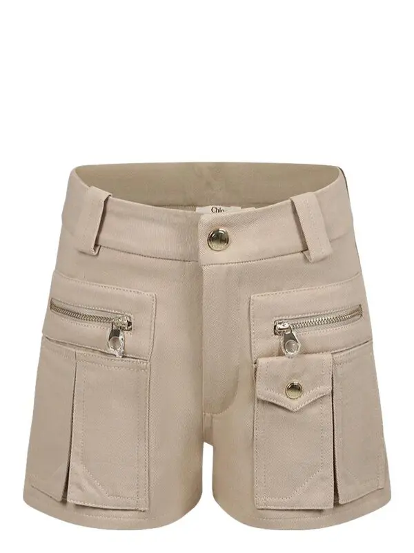 Chloé Organic Cotton Belted Shorts - Beige
