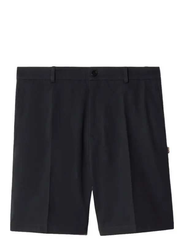 Burberry Cotton Shorts With Equestrian Knight Design - Navy Blue