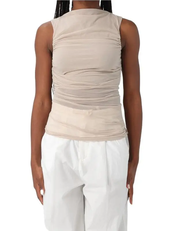 Soeur Pleated Sleeveless Vest - Nude