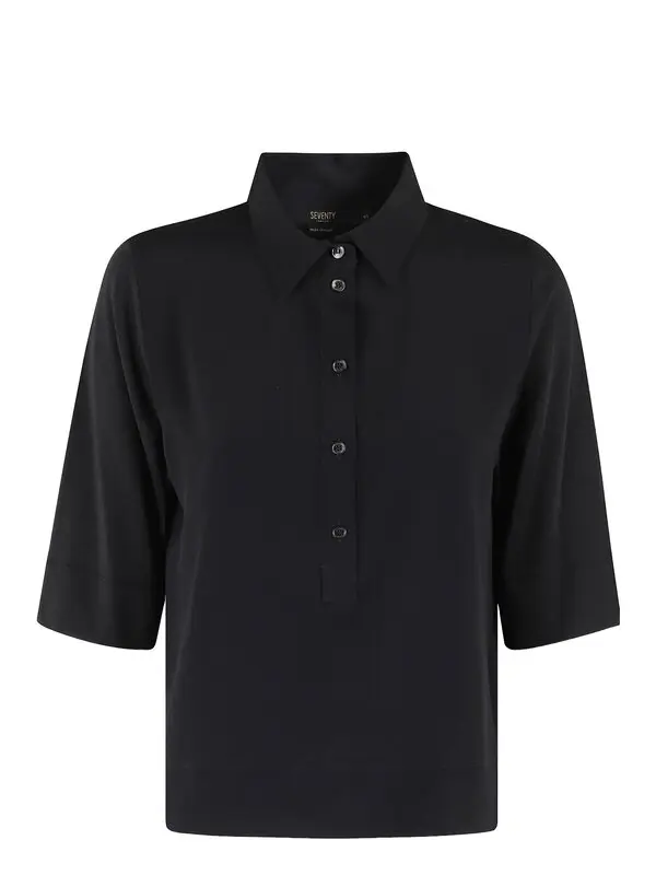Seventy Polo Knitwear With Peaked Lapels - Black