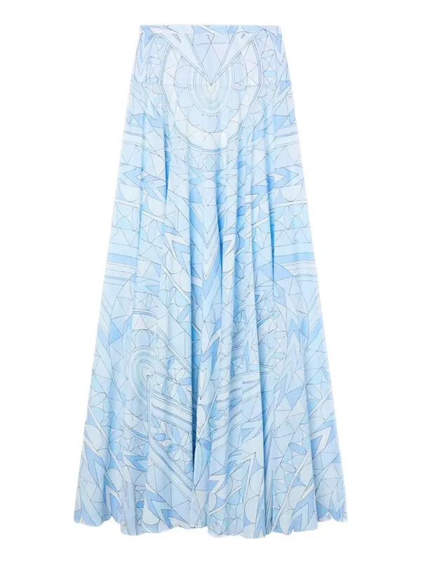 Emilio Pucci Geometric Print Maxi Skirt - Light Blue