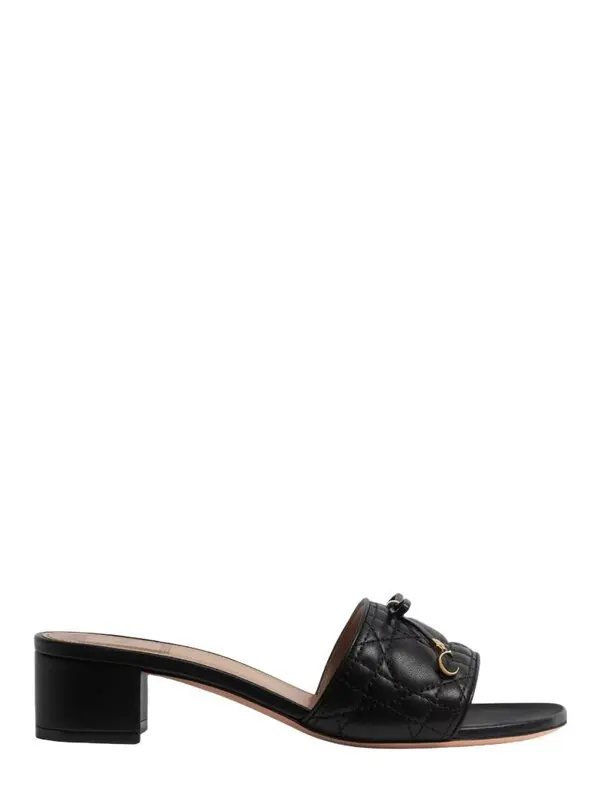 Dior Quilted Cannage Heeled Slide - Black