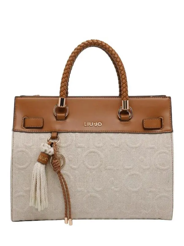 Liu Jo Manhattan Tote Bag With Braided Handle And Tassel Embellishment - Nude