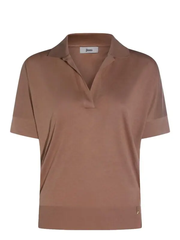 Herno V-neck Fine-knit T-shirt - Brown