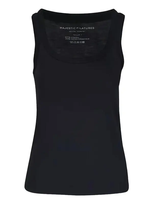 Majestic Filatures Scoop-neck Sleeveless Tank Top - Black
