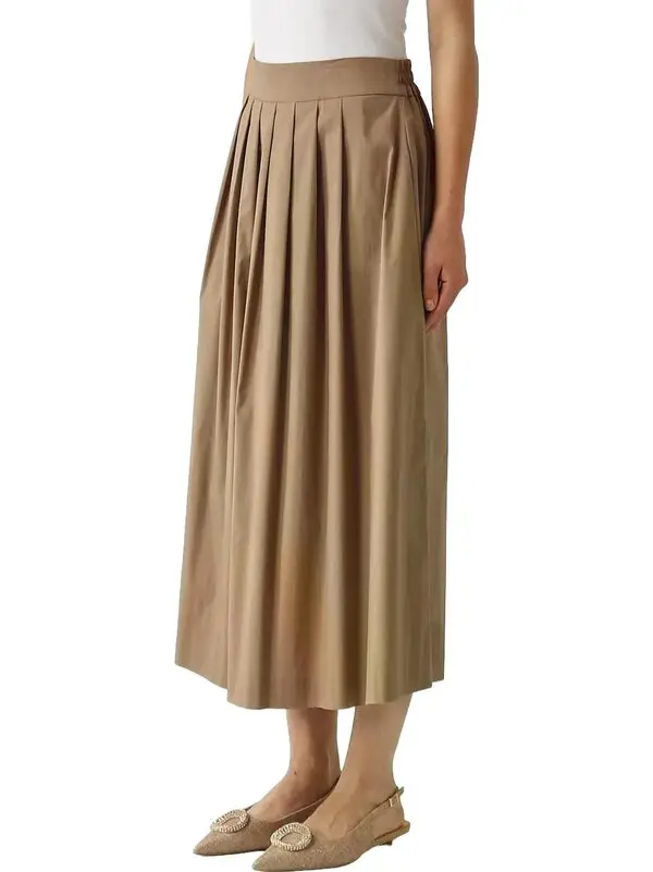 PT TORINO Pleated Midi Skirt - Brown