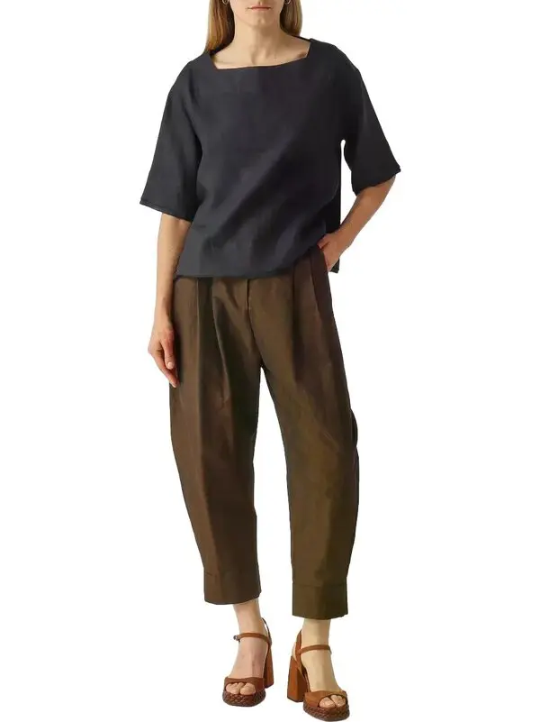 PT TORINO Pleated Waist Trousers With Turned-up Cuffs - Brown