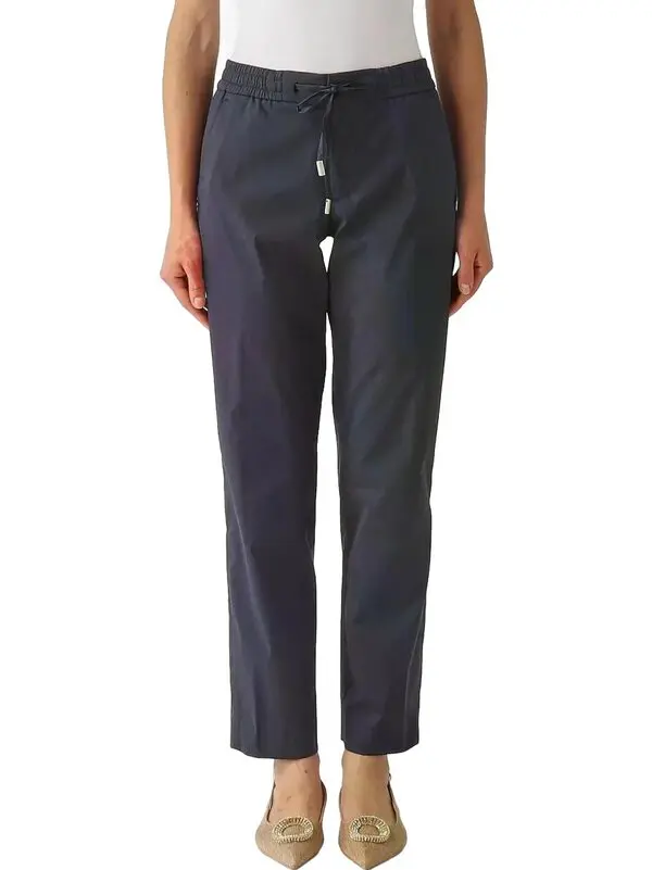 PT TORINO Navy Drawstring Waistband Trousers - Blue