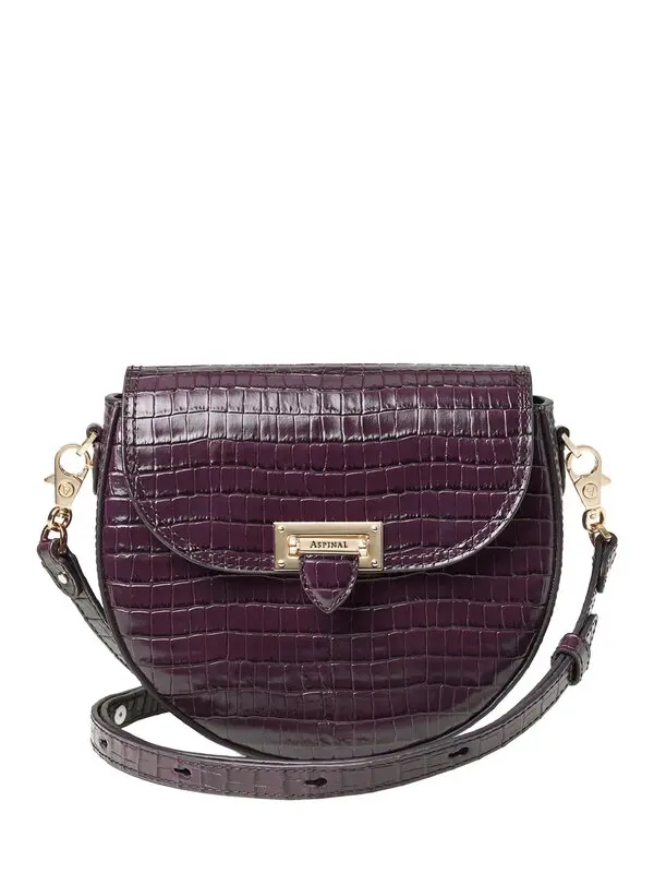 ASPINAL OF LONDON Leather Croc-embossed Portobello Cross-body Bag - Purple