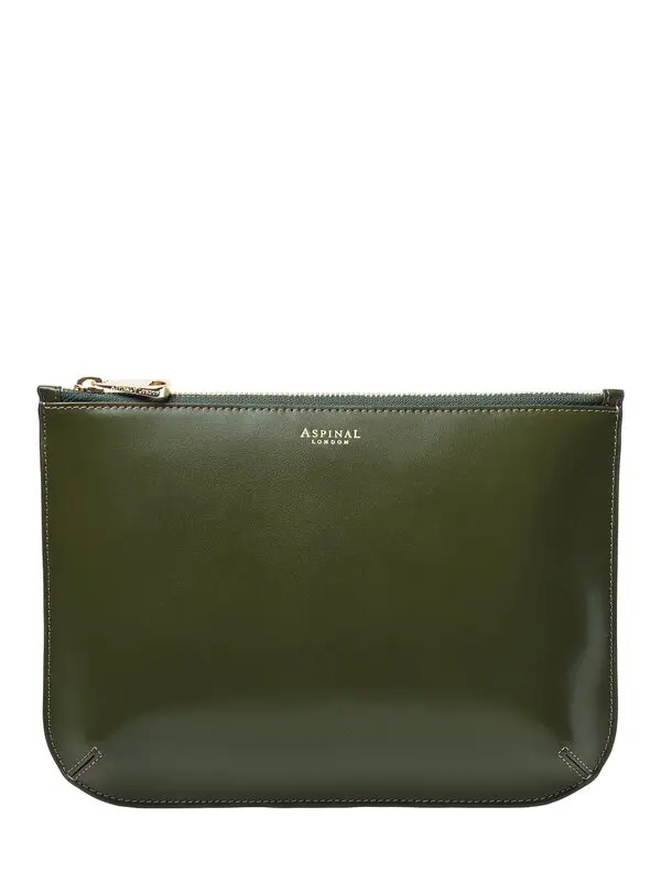ASPINAL OF LONDON Large Leather Ella Pouch - Green