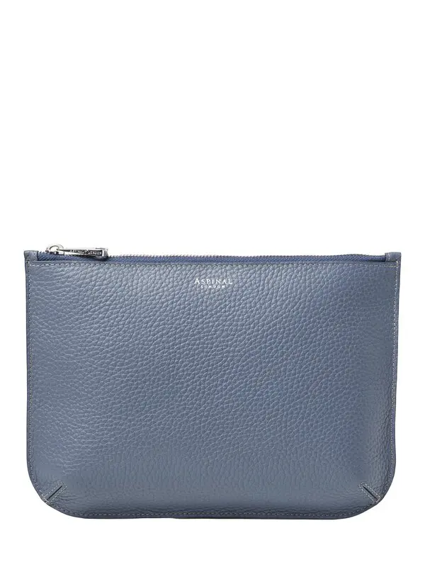 ASPINAL OF LONDON Large Grained Leather Ella Pouch - Blue