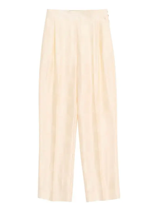 Valentino Garavani Silk Trousers With Tonal Spotted Motif - Ivory
