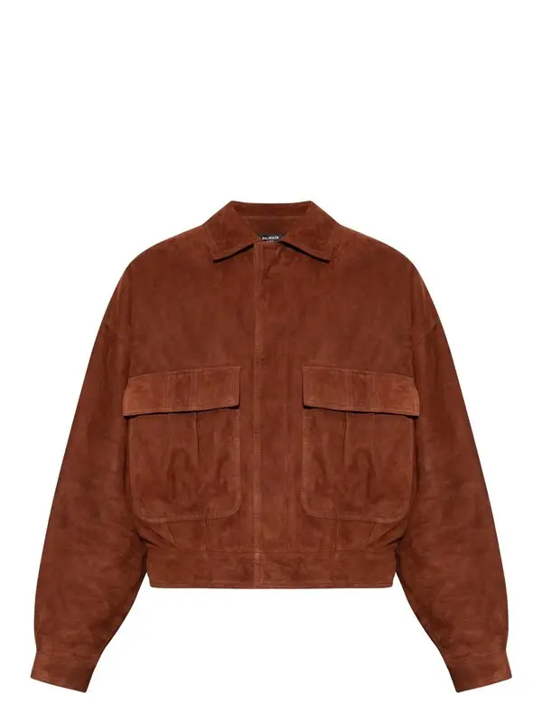 Balmain Suede Leather Jacket - Brown