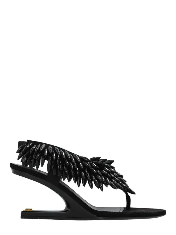 Balmain Embellished Wedge Sandals - Black