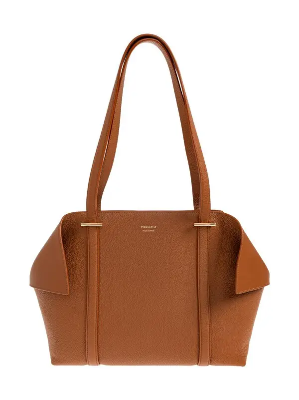 FERRAGAMO Leather Shoulder Bag With Logo - Brown