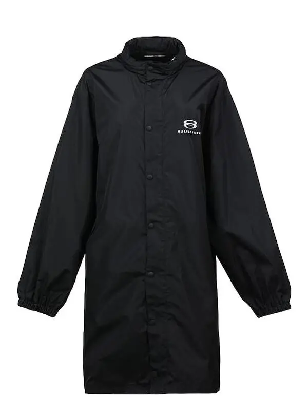 Balenciaga Logo Intarsia Raincoat - Black