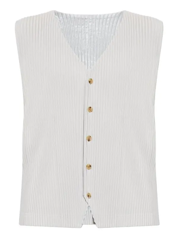Issey Miyake Pleated V-neck Vest - Multicolor