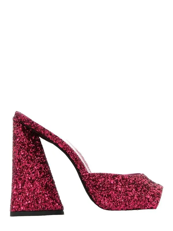 Attico Fuchsia Glitter Devon Mules - Pink