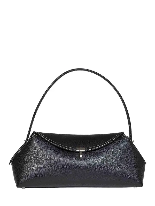 TOTEME Black T-lock Shoulder Bag In Grained Calf Leather - Multicolor