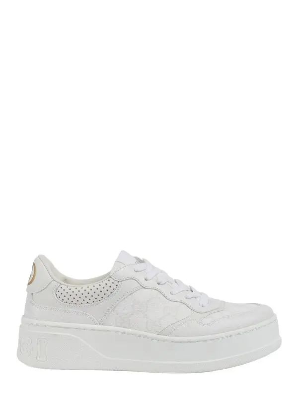 Gucci White Calf Leather Panelled Gg Supreme Canvas Sneakers - Multicolor