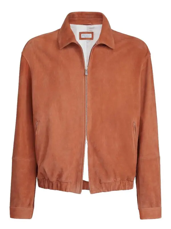 Brunello Cucinelli Suede Leather Zip-up Jacket - Multicolor