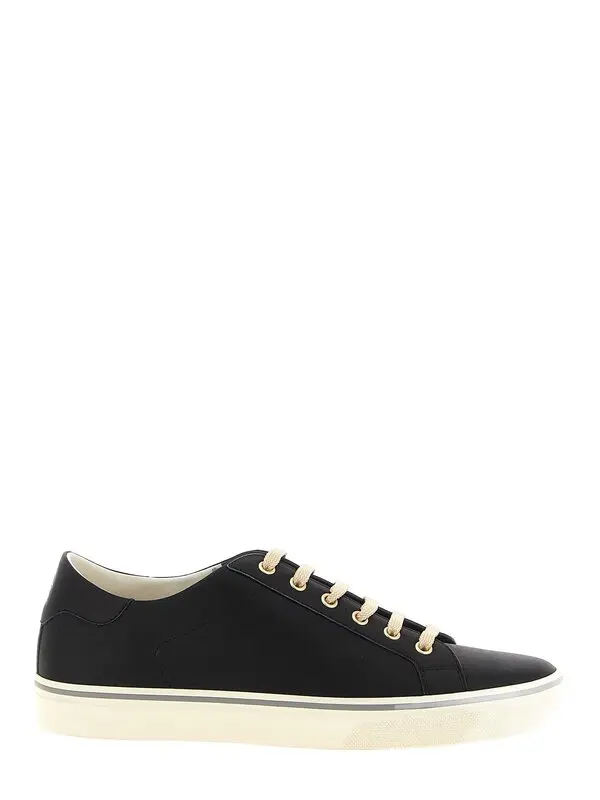 Brunello Cucinelli Beige Leather Flat Sole Sneakers - Black